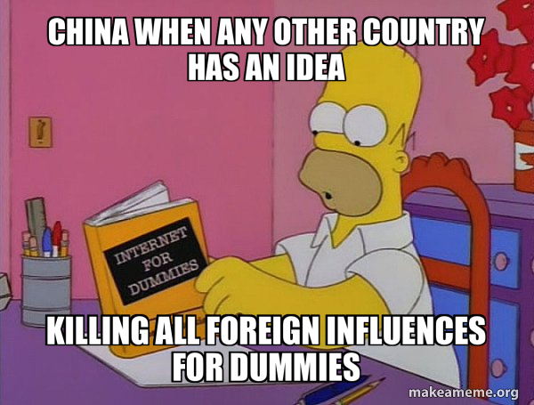 China when any other country has an idea Killing all foreign influences ...