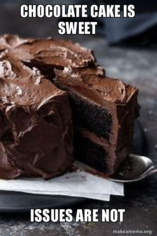 Chocolate cake is sweet Issues are not Meme Generator