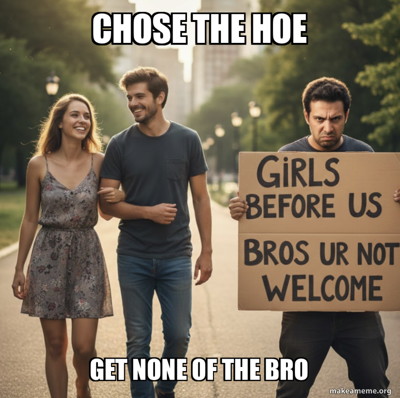 chose the hoe get none of the bro Meme Generator