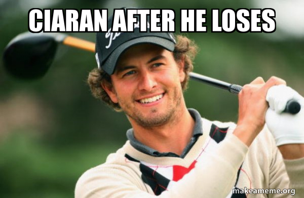 ciaran after he loses - Adam Scott Golfer Meme Generator