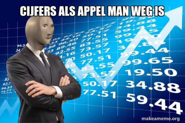 cijfers als appel man weg is - Stonks Only Go Up Meme Generator