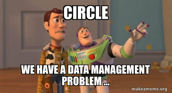Circle We have a data management problem ... - Buzz and Woody (Toy ...