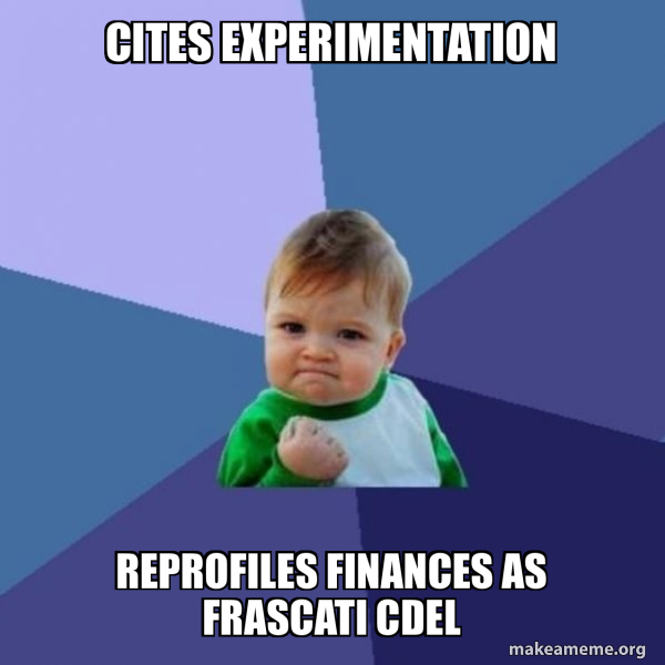 Cites experimentation Reprofiles finances as Frascati CDEL - Success ...