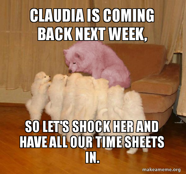 Claudia is coming back next week, So let's shock her and have all our ...