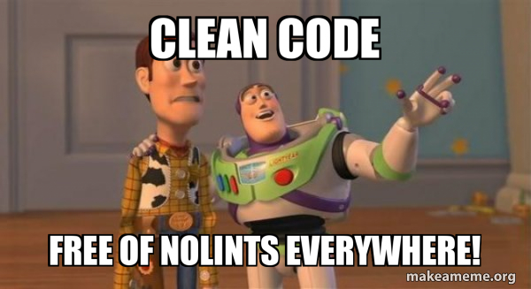 Clean code free of Nolints everywhere! - Buzz and Woody (Toy Story ...