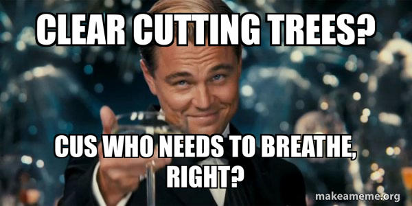 clear cutting trees? cus who needs to breathe, right? - Great Gatsby ...