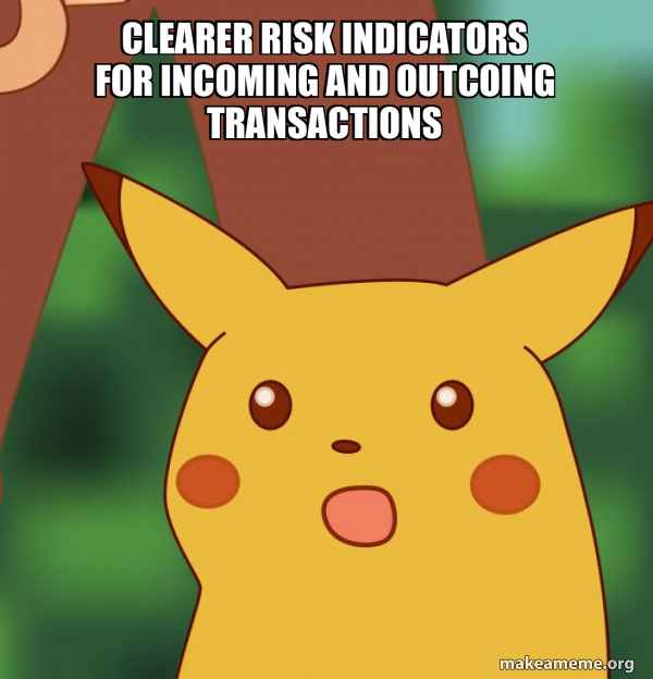Clearer risk indicators For incoming and outcoing transactions ...