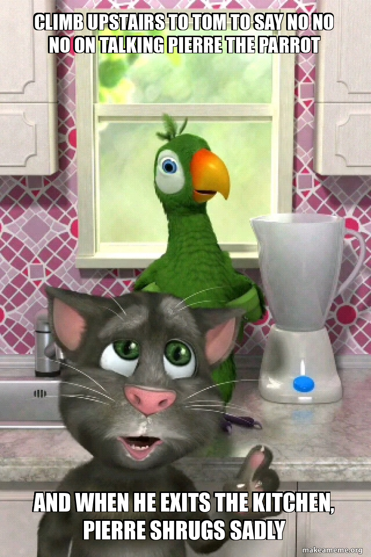 Climb UPStairs to Tom to say No no no on Talking Pierre the Parrot And ...