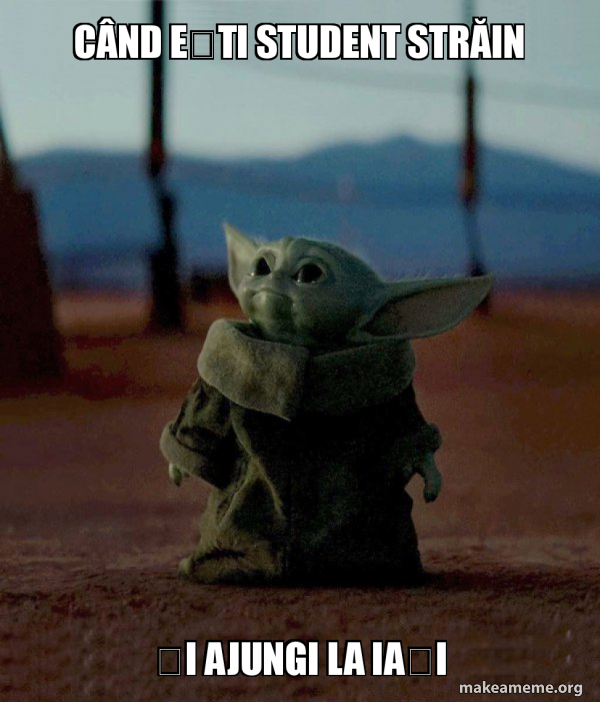 CÃ¢nd eÈ™ti student strÄƒin È™i ajungi la IaÈ™i - Baby Yoda Meme Generator