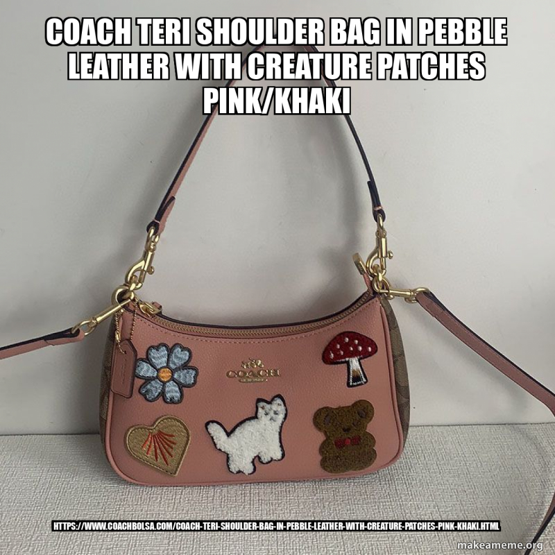 Coach Teri Shoulder Bag in Pebble Leather with Creature Patches Pink ...
