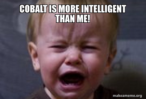 cobalt is more intelligent than me! Meme Generator