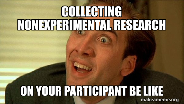 Collecting nonexperimental research on your participant be like ...