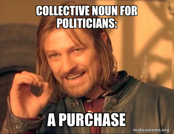 Collective noun for Politicians: a purchase - One Does Not Simply Meme ...