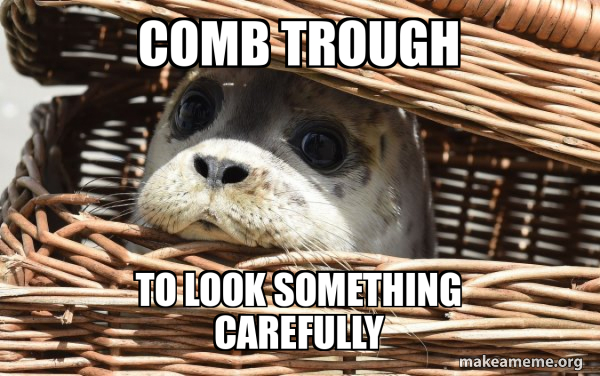 Comb trough To look something carefully - Impending Doom Seal Meme ...