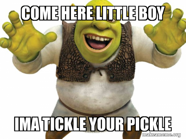 come here little boy ima tickle your pickle - Shrek Meme Generator