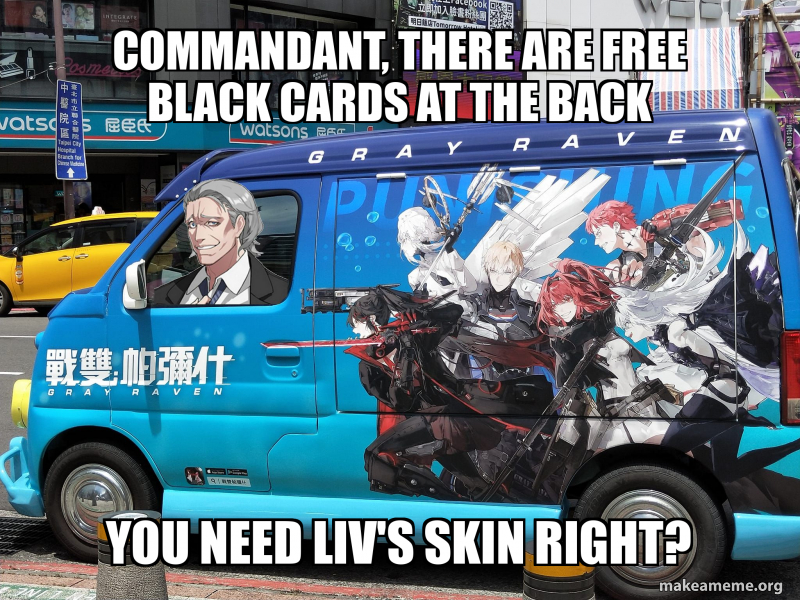 Commandant, there are free black cards at the back you need Liv's skin ...