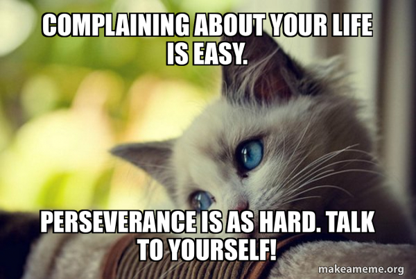 Complaining about your life is easy. Perseverance is as hard. Talk to ...