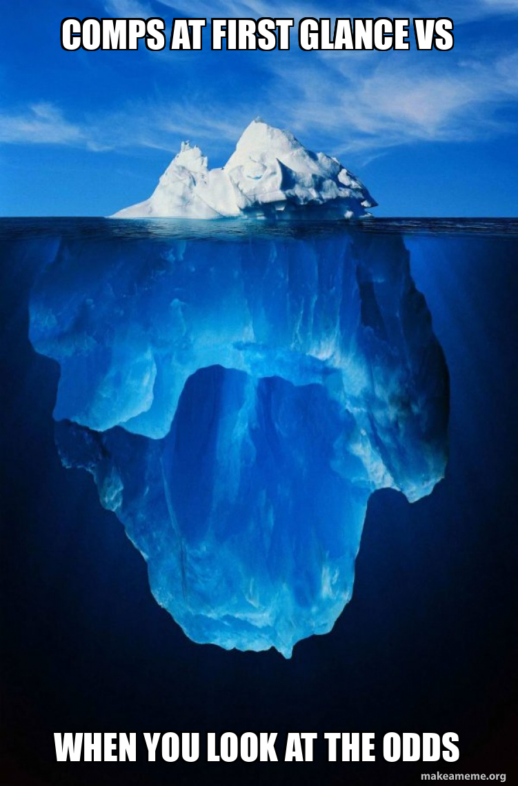 COMPS AT FIRST GLANCE VS WHEN YOU LOOK AT THE ODDS - Iceberg Meme Generator