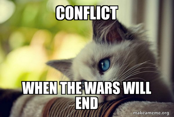 Conflict When the wars will end - First World Cat Problems Meme Generator
