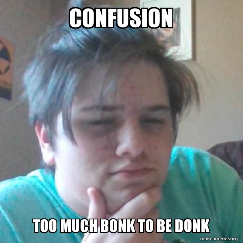 CONFUSION too much bonk to be donk Meme Generator