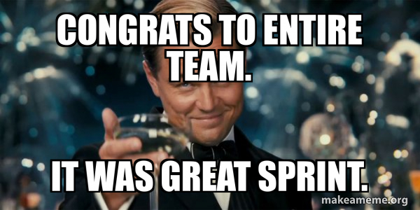 Congrats to entire team. It was great sprint. - Great Gatsby Reaction ...