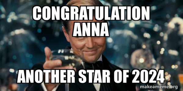 Congratulation Anna Another Star of 2024 - Great Gatsby Reaction ...