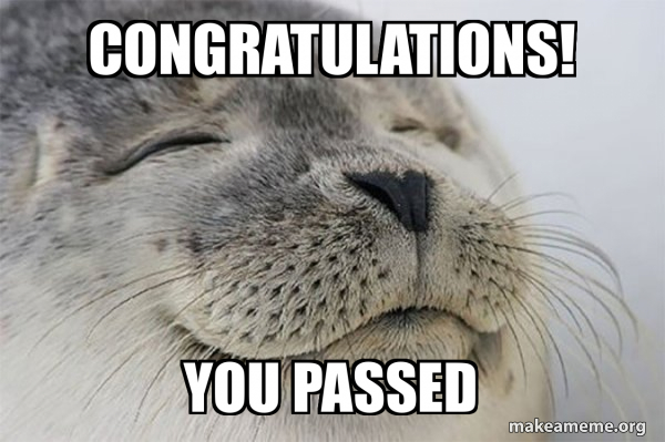 Congratulations! You Passed - Satisfied Seal Meme Generator