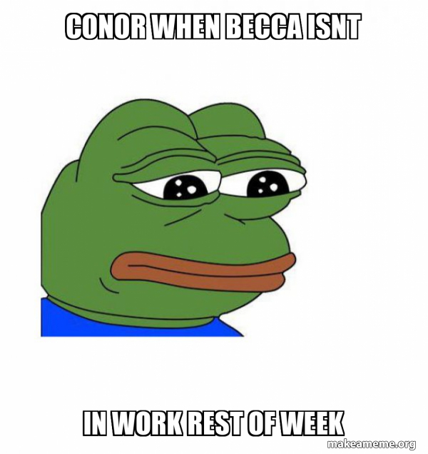 Conor when becca isnt in work rest of week - Feels Bad Man Meme Generator