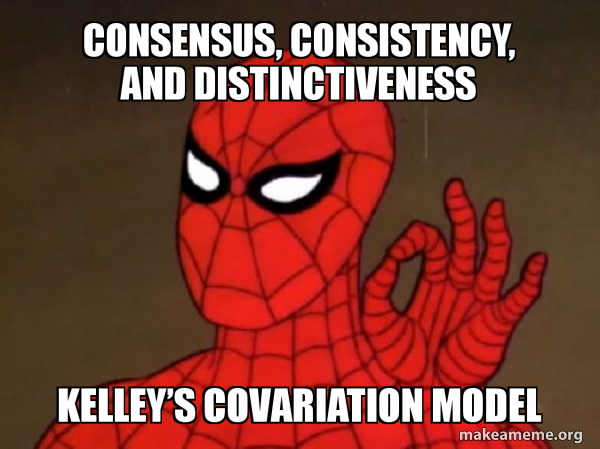 Consensus, consistency, and distinctiveness Kelleyâ€™s covariation ...