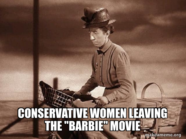 conservative women leaving the "barbie" movie Meme Generator