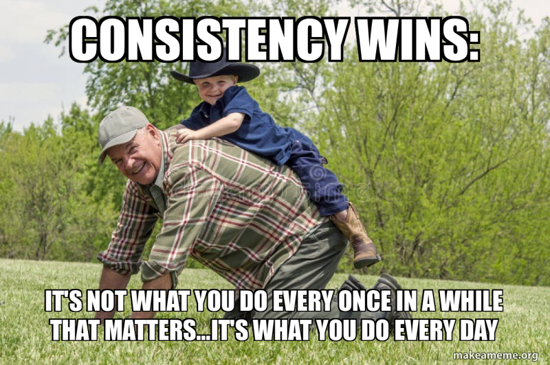 Consistency wins: It's not what you do every once in a while that matters...it's what you do ...
