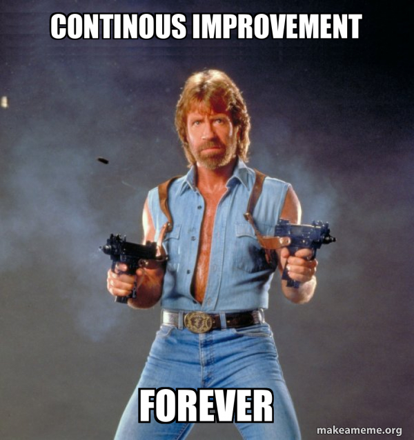 continous improvement forever - Chuck Norris Meme Generator