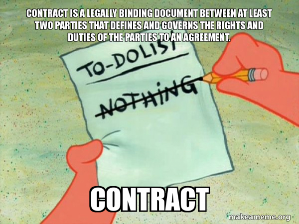 contract is a legally binding document between at least two parties ...