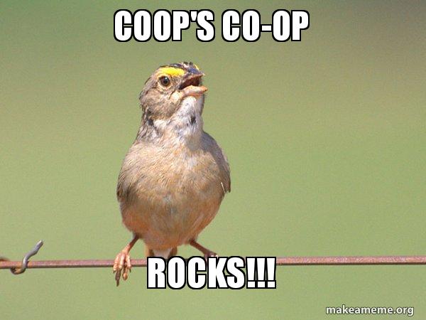 Coop's Co-Op ROCKS!!! - Common Opinion Sparrow Meme Generator