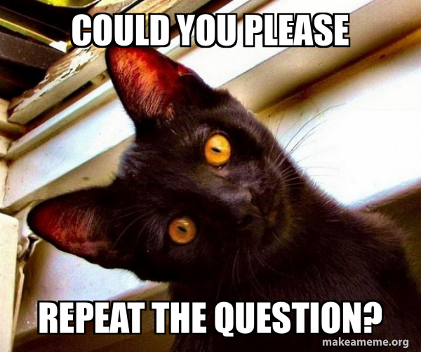 Could you please repeat the question? - Overly Attached Cat Meme Generator