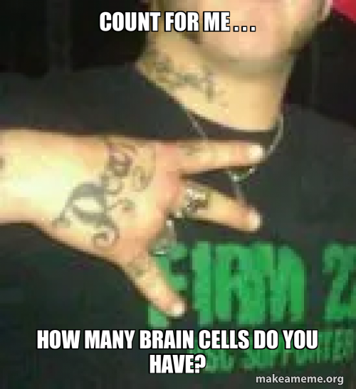 count for me . . . how many brain cells do you have? Meme Generator