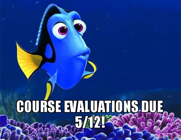 course evaluations due 5/12! - Dory from Nemo (5 second memory) Meme ...