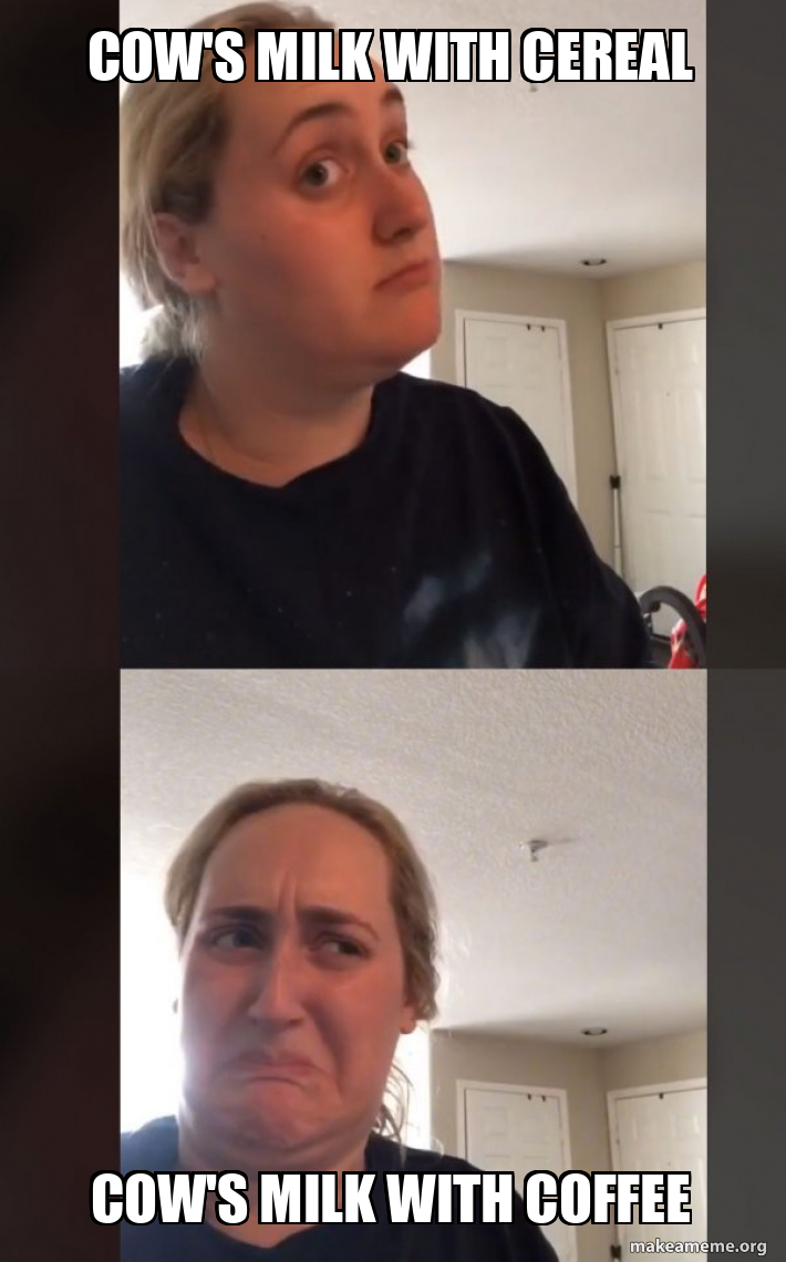 COW'S milk with cereal Cow's milk with coffee - Kombucha Girl Meme ...