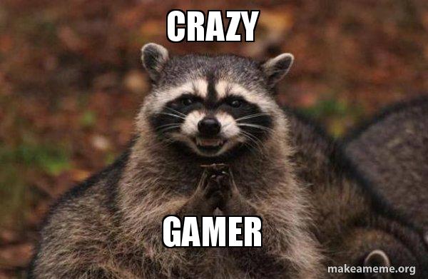 Crazy Gamer - Evil Plotting Raccoon Meme Generator