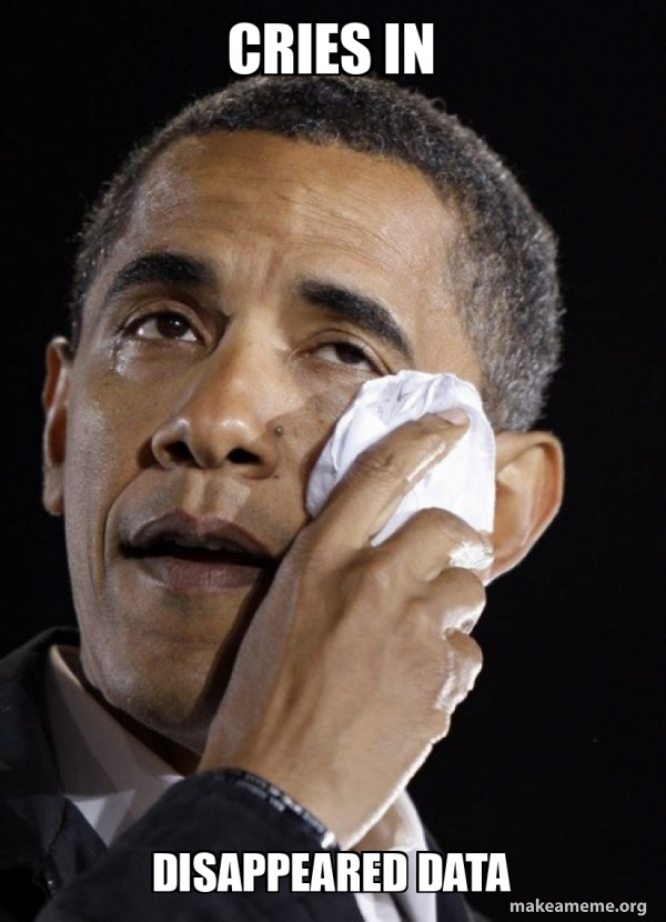 Cries in disappeared data - Crying Obama Meme Generator