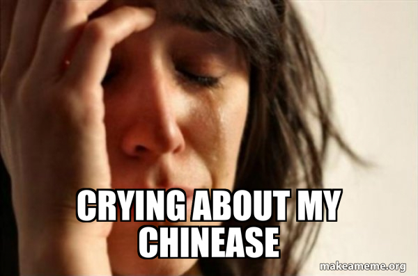 crying about my chinease - First World Problems Meme Generator