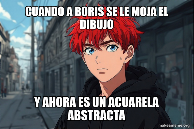 Cuando a Boris se le moja el dibujo Y ahora es un acuarela abstracta ...