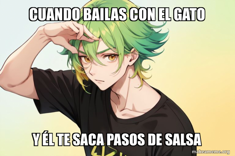 Cuando bailas con el gato Y él te saca pasos de salsa Meme Generator