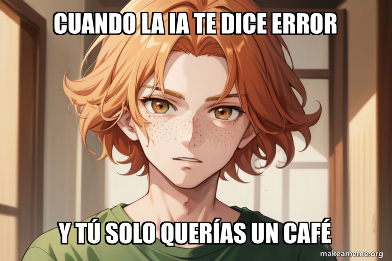 Cuando la IA te dice error Y tú solo querías un café Meme Generator