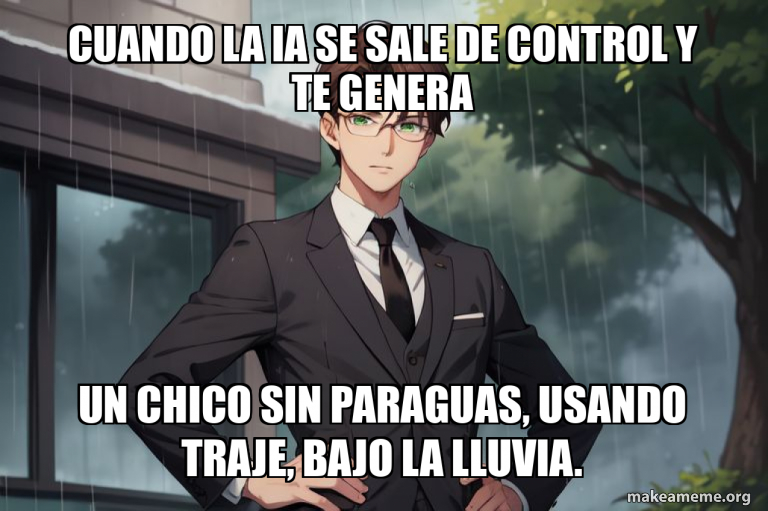 Cuando la IA se sale de control y te genera Un chico sin paraguas ...
