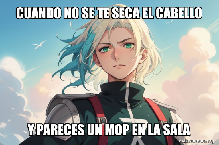 Cuando no se te seca el cabello Y pareces un mop en la sala Meme Generator