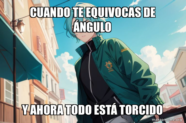 Cuando te equivocas de ángulo Y ahora todo está torcido Meme Generator