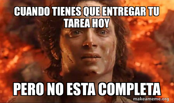 Cuando tienes que entregar tu tarea hoy pero no esta completa - Frodo ...