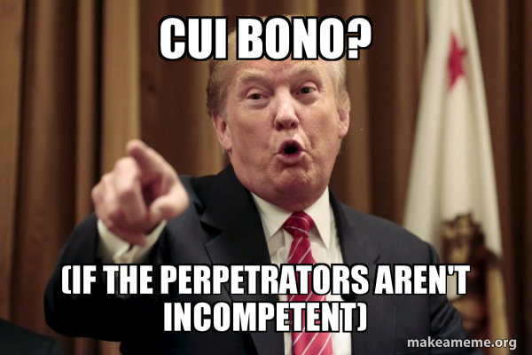 Cui BONO? (if the perpetratoRS aren't incompetent) - Donald Trump Says ...