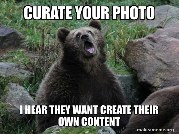 Curate your photo I hear they want create their own content - Sarcastic ...